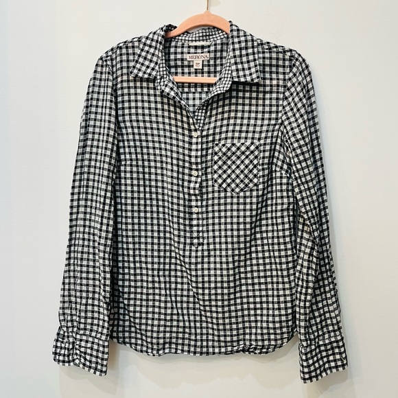 Merona | Tops | Merona Blue White Checkered Collard Shirt Sz Small ...